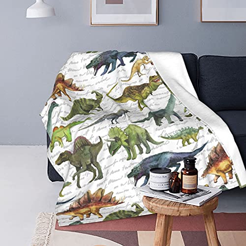 Cool Dino Dinosaurs Soft Throw Blanket Cozy Plush Flannel Fleece Bed Blankets for Sofa Couch Bedroom 50"X40"