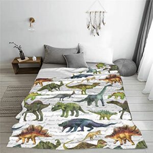 Cool Dino Dinosaurs Soft Throw Blanket Cozy Plush Flannel Fleece Bed Blankets for Sofa Couch Bedroom 50"X40"