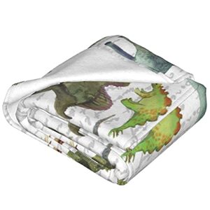 Cool Dino Dinosaurs Soft Throw Blanket Cozy Plush Flannel Fleece Bed Blankets for Sofa Couch Bedroom 50"X40"