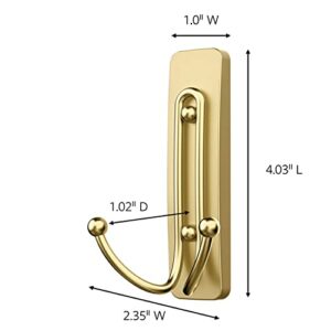 Command Bath Shower Small Water-Resistant Adhesive, Satin Nickel, 1 lb Capacity, 1 Squeegee & Large Wall Hooks, Damage Free Hanging Wall Hooks with Adhesive Strips, No Tools Double Wall Hooks