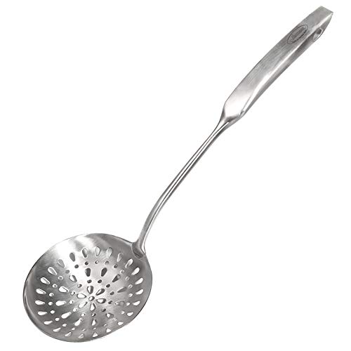 Skimmer Slotted Spoon, [Rustproof, Integral Forming, Durable] Newness 304 Stainless Steel Slotted Spoon with Vacuum Ergonomic Handle, Comfortable Grip Design Strainer Ladle for Kitchen, 14.96 Inches