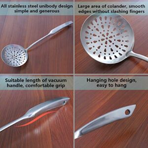 Skimmer Slotted Spoon, [Rustproof, Integral Forming, Durable] Newness 304 Stainless Steel Slotted Spoon with Vacuum Ergonomic Handle, Comfortable Grip Design Strainer Ladle for Kitchen, 14.96 Inches