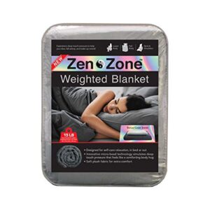 zen zone weighted blanket with removable & washable cover, 15lb, plush grey (48 in. x 72 in.)