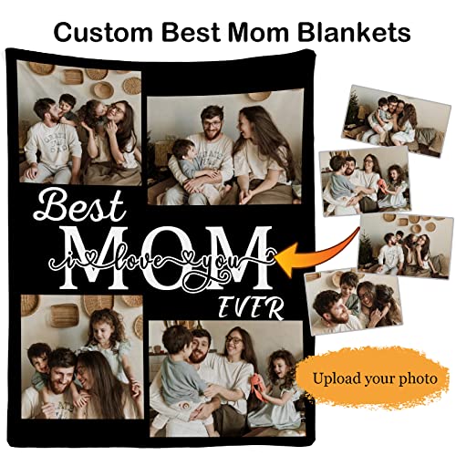 Ecautly Personalized Mom Gifts for Mothers Day, Custom Blankets with Photos, Gifts for Mom From Daughter, Gifts for Anniversary Mom Birthday Gifts, Personalized Picture Blanket, I Love You Mom Blanket