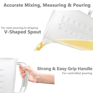 1 Gallon Measuring Pitcher-Convenient Conversion Chart,134oz Extra Large Plastic Measuring Cup-Strong Food Grade Material,Graduated Mixing Pitcher Great for Lawn,Pool Chemicals, Motor Oil and Fluids