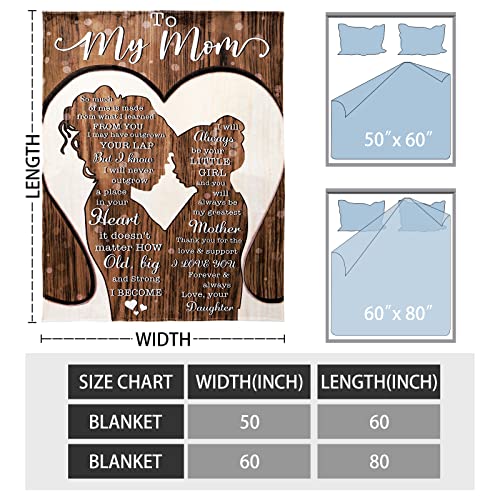 to My Mom Blanket Mother's Day Birthday Gifts for Mom from Daughter, Women's Day Gifts for her Anniversary Mom Gifts, I Love You Mom Gift Ideas Super Soft Throw Blankets from Daughter, 50''x60'' inch