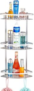 shower corner shelf, aluminum 3 tier wall mount bathroom shower caddy rack 44lbs maximum load storage baskets organizer for home bathroom toilet dorm kitchen, 22.04 x 9.05 x 11.81 inch