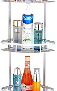 Shower Corner Shelf, Aluminum 3 Tier Wall Mount Bathroom Shower Caddy Rack 44Lbs Maximum Load Storage Baskets Organizer for Home Bathroom Toilet Dorm Kitchen, 22.04 x 9.05 x 11.81 inch