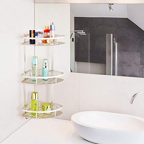 Shower Corner Shelf, Aluminum 3 Tier Wall Mount Bathroom Shower Caddy Rack 44Lbs Maximum Load Storage Baskets Organizer for Home Bathroom Toilet Dorm Kitchen, 22.04 x 9.05 x 11.81 inch