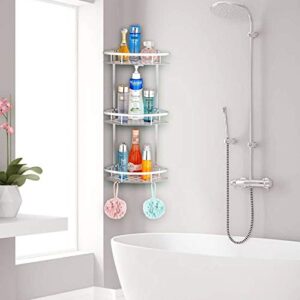 Shower Corner Shelf, Aluminum 3 Tier Wall Mount Bathroom Shower Caddy Rack 44Lbs Maximum Load Storage Baskets Organizer for Home Bathroom Toilet Dorm Kitchen, 22.04 x 9.05 x 11.81 inch