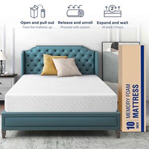 IULULU 10 Inch Twin Size Memory Foam Mattress, Bed in a Box Mattresses, Breathable Removable Quilted Cover, Medium Feeling, White