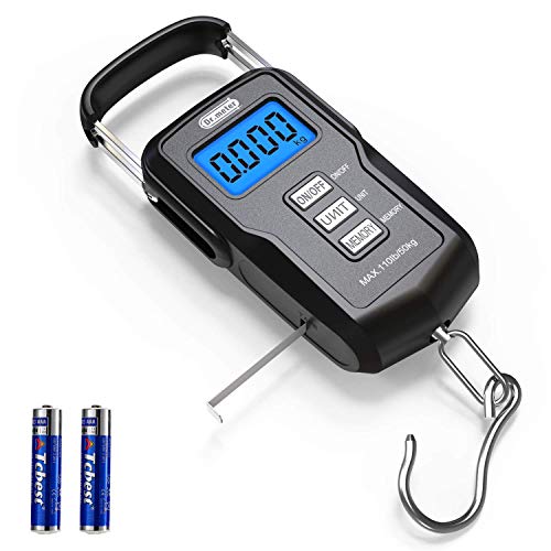 [Upgraded]FS01 Fishing Scale, Dr.meter 110lb/50kg Digital Hanging Scale with Storage Function and Numerical Comparison, Backlit LCD Display, Measuring Tape and 2 AAA Batteries Included