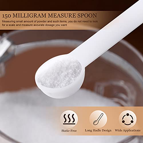 1/32 Teaspoon Micro Scoops 150 Milligram Mini Measuring Spoons Tiny Little Plastic Scoop for Measuring Cosmetics, Medicines, Powders, Glitter and Seasoning (White,16 Pieces)