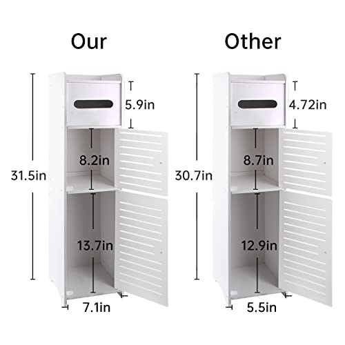 WITSJYA Small Bathroom Storage Cabinet, Upgrade L7.8 x W7.8 x H31.5 Bathroom Organizer, Narrow Bath Sink Organizer, Towel Storage Shelf for Paper Holder