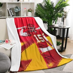 chchht Warm Fleece Blanket-60¡±* 50¡±All Season Patrick-Mahomes-15-red-yellow-Stroke-The-Fifth-Dimension- Blanket for Couch Bed