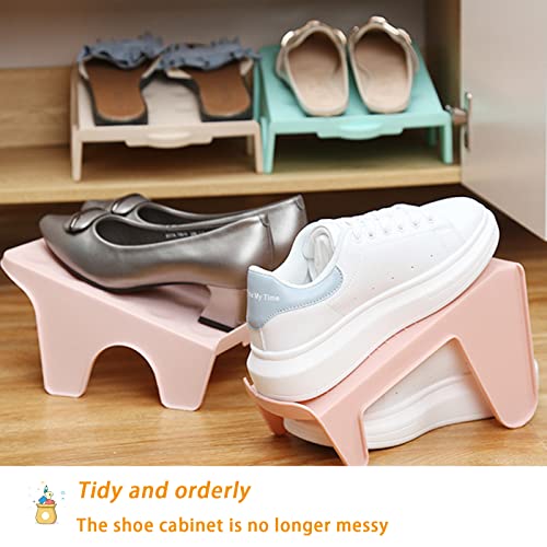 ZXK Shoe Slots Organizer Plastic Shoe Storage Rack Holder Easy Shoe Stacker Closet Organization Space Saver - 10 Pack(S)- 5 Pack(L)