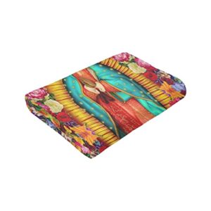 Our Lady of Guadalupe Fleece Blanket Throw Blanket, Ultra-Soft Cozy Micro Fleece Blanket for Sofa, Couch, Bed, Camping, Travel, & Car Use-All Seasons Suitable50 X40