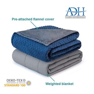 ART DEMO Demo Home Weighted Blanket with Removable Cover Full Size Bed for Individual Between 140-190 lbs WB-FL-NV-15LB Navy 60"×80" 15lbs