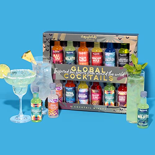 Thoughtfully Cocktails, Global Cocktail Mixer Set, Vegan and Vegetarian, Flavors Margarita, Moscow Mule and More, Set of 12 (Contains NO Alcohol)