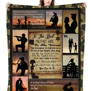 Eercsxul Military Wife Gifts Throw Blanket from Husband, Wife Birthday Gift Ideas Romantic Blanket Valentines Day for Her Deployment Army 50"x60"