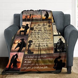 Eercsxul Military Wife Gifts Throw Blanket from Husband, Wife Birthday Gift Ideas Romantic Blanket Valentines Day for Her Deployment Army 50"x60"