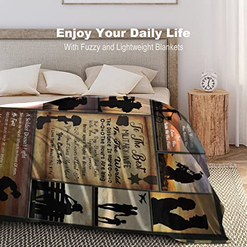 Eercsxul Military Wife Gifts Throw Blanket from Husband, Wife Birthday Gift Ideas Romantic Blanket Valentines Day for Her Deployment Army 50"x60"