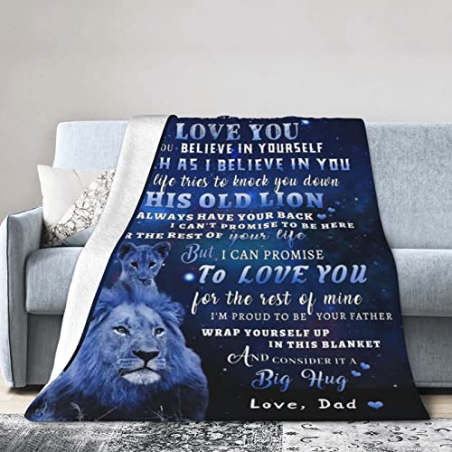 Petowo to My Daughter Blanket from Dad, Lion Blanket to My Daughter, Birthday Thanksgiving Gifts for My Daughter Super Soft Cozy Flannel Throw Blanket for Bed Sofa 50 x60 in