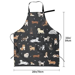 Perinsto Puppy Dog Pets Cute Animals Waterproof Apron with 2 Pockets Kitchen Chef Aprons Bibs for Grooming Cooking Baking Painting Gardening