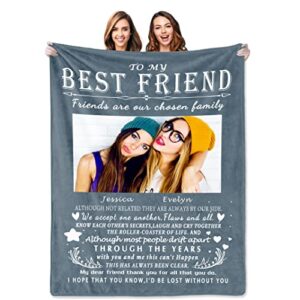 lcyawer custom best friend blanket with photos, bestie birthday gifts for women, graduation, christmas, to my best friend presents, unique friendship gifts for sister, birthday gifts for women