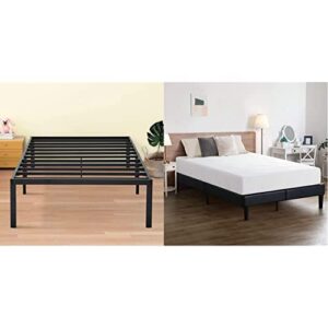 olee sleep 14 inch metal platform, twin, black, anti slip, sturdy construction & 6 inch ventilated multi layered memory foam mattress