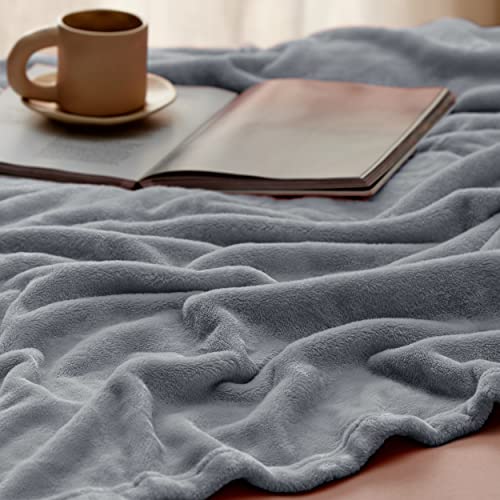 Bedsure Fleece Blankets Grey King & Bedsure 100% Cotton Muslin Blankets Grey Throw