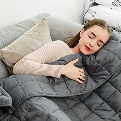 Fabula Life Adult Weighted Blanket(12lbs, 72”x48”, Twin Size), Heavy Blanket with Premium Breathable Cotton and Micro Glass Beads, Calm Deep Sleep