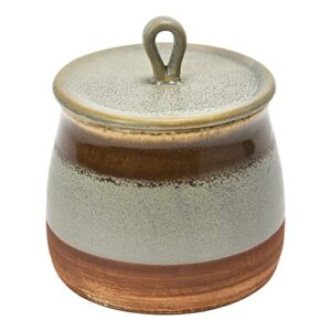 bloomingville stoneware, reactive glaze canister, 4" l x 4" w x 5" h, multicolor