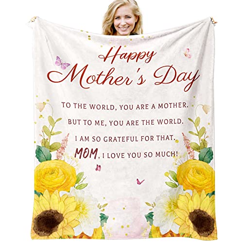 AIYUBOFUN Mothers Day Mom Gifts - Gift for Mom for Mother's Day - Mom Gifts from Daughter or Son for Mother Day - Mother s Day Gifts for Mom - Sunflower Throw Blanket 60 x 50 inch