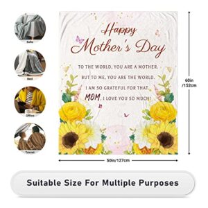 AIYUBOFUN Mothers Day Mom Gifts - Gift for Mom for Mother's Day - Mom Gifts from Daughter or Son for Mother Day - Mother s Day Gifts for Mom - Sunflower Throw Blanket 60 x 50 inch