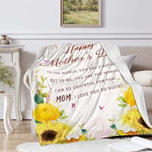 AIYUBOFUN Mothers Day Mom Gifts - Gift for Mom for Mother's Day - Mom Gifts from Daughter or Son for Mother Day - Mother s Day Gifts for Mom - Sunflower Throw Blanket 60 x 50 inch