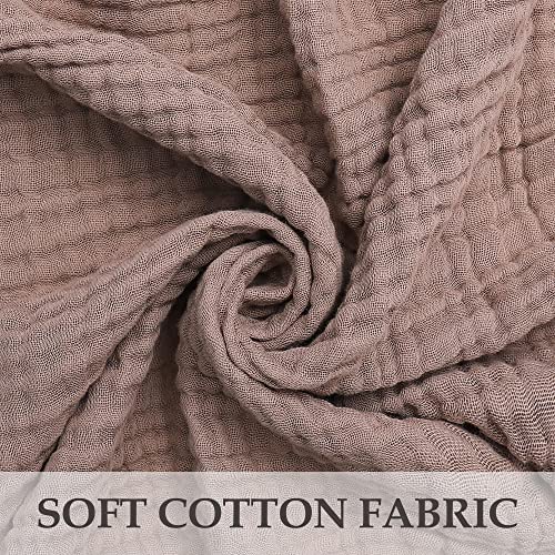 Mary Hatch Coffee Cotton Throw Blanket Lightweight Soft Muslin Blanket for Adults Baby 4 Layers Breathable Gauze Blanket for Couch Bed All Season Use,Dark Khaki 50" Wx60 L