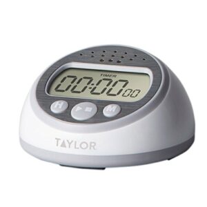 taylor digital timer counts up and down for school, learning, projects, and kitchen tasks, super loud digital timer, gray