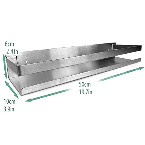 GLYNAE Bathroom Shelf Wall Mounted Floating Shelves 50cm,304 Stainless Steel Shower Shelf/Rack for Kitchen,Laundry Room,Bedroom,Living Room