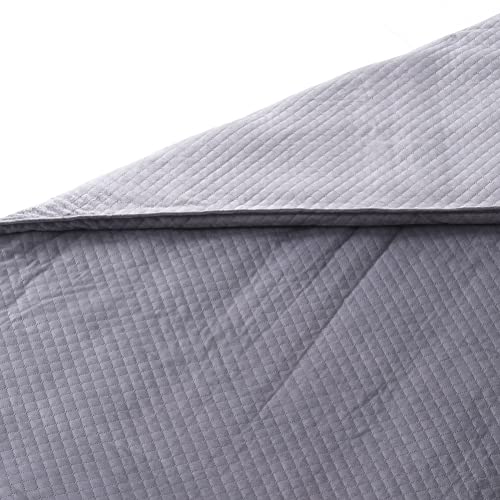 BlanQuil Quilted Weighted Blanket (Grey 15lb) W/Removable Cover, 47x74,