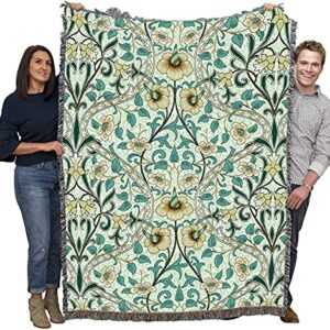 Pure Country Weavers William Morris Daffodil Meadow Blanket - Arts & Crafts - Gift Tapestry Throw Woven from Cotton - Made in The USA (72x54)