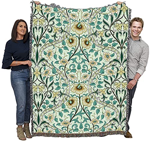 Pure Country Weavers William Morris Daffodil Meadow Blanket - Arts & Crafts - Gift Tapestry Throw Woven from Cotton - Made in The USA (72x54)