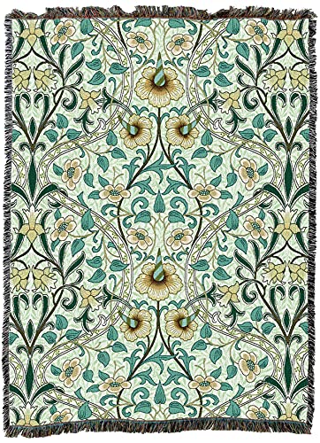 Pure Country Weavers William Morris Daffodil Meadow Blanket - Arts & Crafts - Gift Tapestry Throw Woven from Cotton - Made in The USA (72x54)