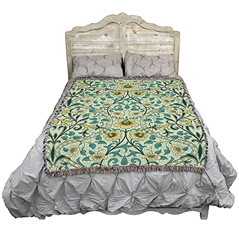 Pure Country Weavers William Morris Daffodil Meadow Blanket - Arts & Crafts - Gift Tapestry Throw Woven from Cotton - Made in The USA (72x54)