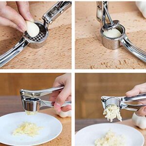 Garlic Press Mincer Ginger Crusher Squeezer Heavy Duty Metal Garlic Presser Chopper Slicer (Classic)