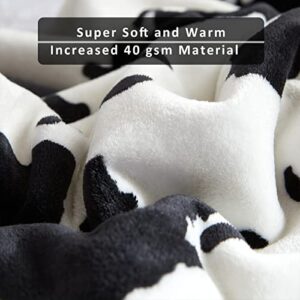 Fleece Cow Print Blanket Black and White Bed Cow Throws Soft Couch Sofa Cozy Warm Small Blankets Plush Gift for Daughter Mom, Bedroom Decor 40x50 inch