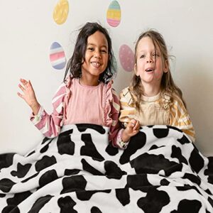 Fleece Cow Print Blanket Black and White Bed Cow Throws Soft Couch Sofa Cozy Warm Small Blankets Plush Gift for Daughter Mom, Bedroom Decor 40x50 inch