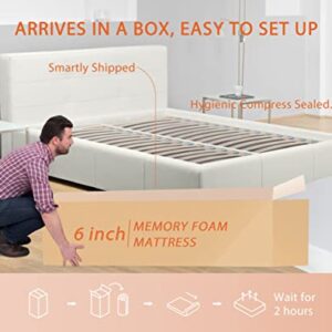 6 inch Queen Size Mattress with Cover, Cooling Gel Memory Foam Queen Mattress for a Cool Sleep & Pressure Relief, Medium Firm Mattress Pad Queen Mattresses, Bed in a Box, CertiPUR-US Certified