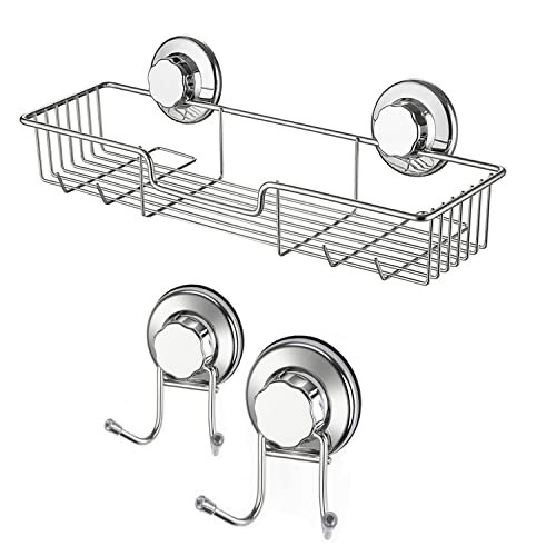 iPEGTOP Suction Cup shower caddy and Double Hooks