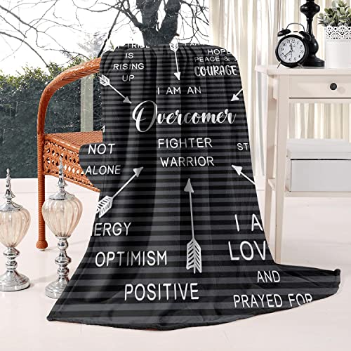 Vignul Inspirational Healing Blanket, Unique Sympathy Gifts, Comfort Gifts for Cancer Patients, Motivational Gifts for Mastectomy Patients (60x50, Black)